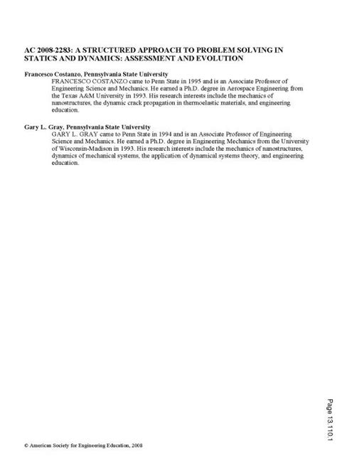 Society Pdf 158203 A Structured Approach To Problem Solving In Statics And Dynamics Assessment