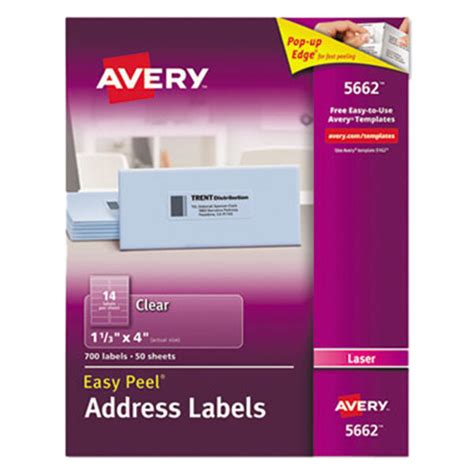 Avery 5662 1 13 X 4 Easy Peel Clear Mailing Address Labels 700box