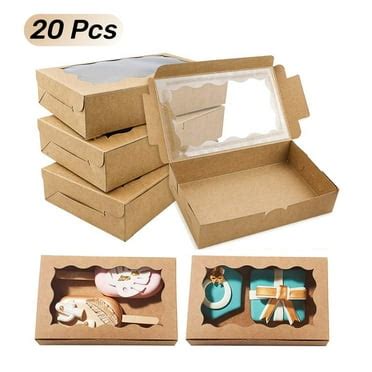 Yuss 50pcs Cookie Boxes 4x4x25 Inches Bakery Boxes With Window For Mini Cake Treat Dessert