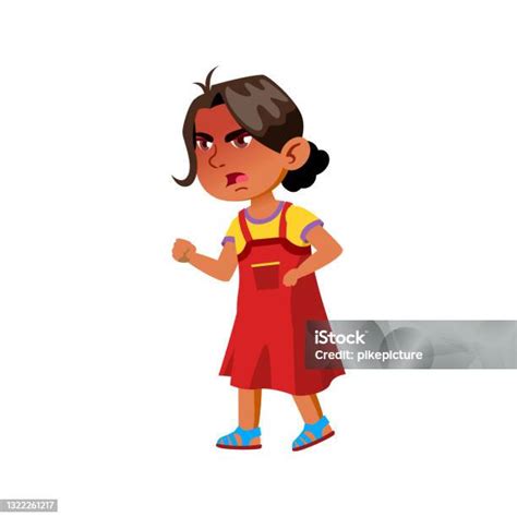Agresif Emosi Gadis Berteriak Pada Mainan Di Rumah Kartun Vektor