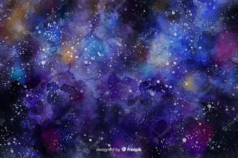 수채화 별이 빛나는 밤 배경 프리미엄 벡터