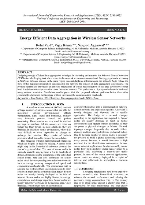 pdf energy efficient data aggregation in wireless sensor networks
