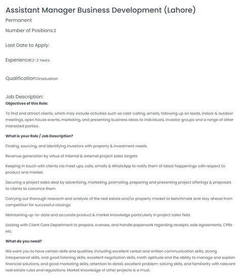 Assistant Manager Job At Graana Real Estate Agency 2024 Jobzs4u By