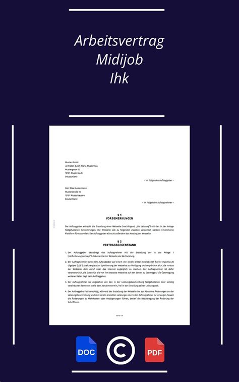 Arbeitsvertrag Midijob Muster Ihk PDF WORD