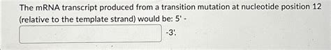 Solved The Mrna Transcript Produced From A Transition