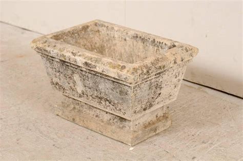 Nicely Aged European Hand Carved Rectangular Stone Planter With