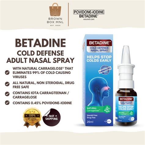 Betadine Cold Defense Nasal Spray 20ml Eliminate Cold Causing Viruses