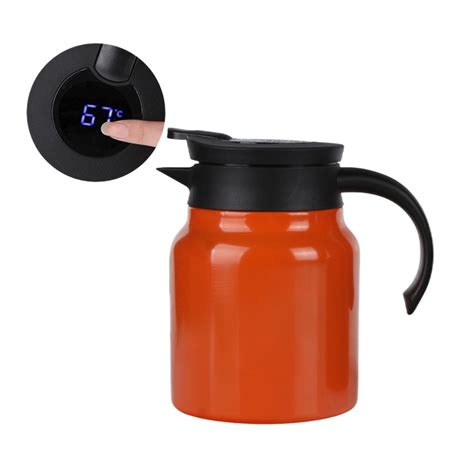 ترمس حراري محمول بسعة 1 لتر مع شاشة رقمية باللون البرتقالي