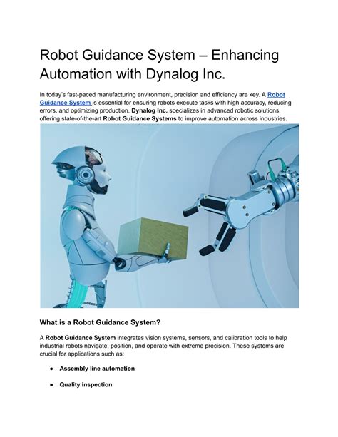 ppt robot guidance system enhancing automation with dynalog inc powerpoint presentation id