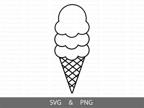 3 Scoop Ice Cream Cone Outline Svg Ice Cream Svg Ice Cream Cone Svg