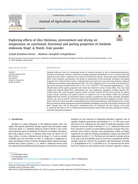Pdf Exploring Effects Of Slice Thickness Pretreatment And Drying Air