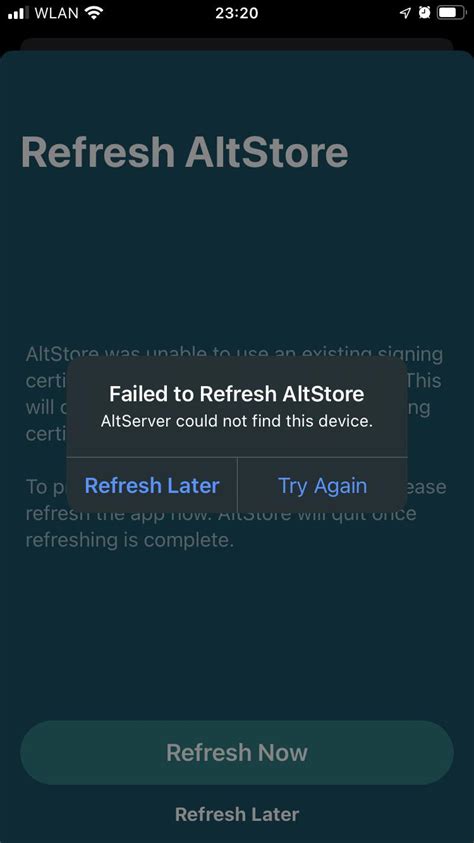 I Am Currently Unable To Refresh Altstore Raltstore