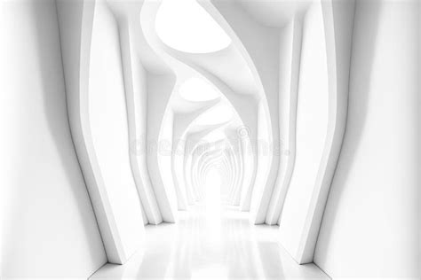 Empty Long Passageway Hallway In Modern Building A Modern Empty White Corridor Hallway For