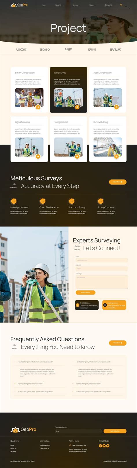 Geopro Land Surveying And Digital Mapping Elementor Template Kit By Kitpro