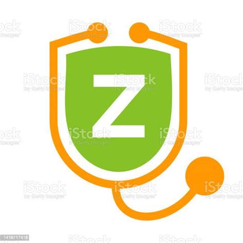 편지 Z 건강 관리 로고 방패 청진기 기호가있는 문자 Z 개념의 의사 및 의료 로고 타입 간호사에 대한 스톡 벡터 아트 및 기타
