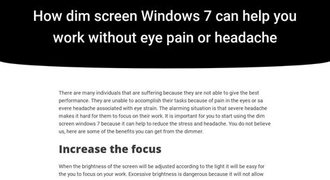 How Dim Screen Windows Can Help You Work Without Eye Pain Or Headache IrisTech
