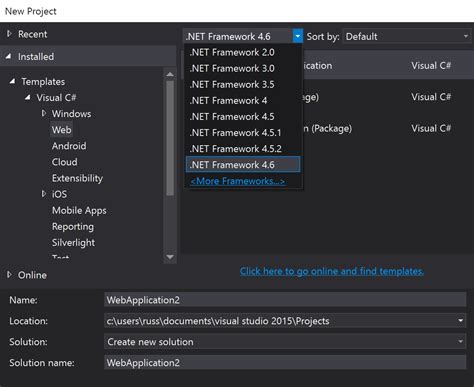How Do I Create A Aspnet Project Based On The Net Core Not On The