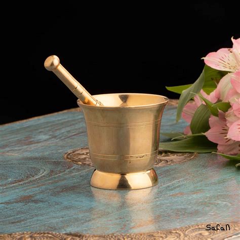 هاون برنجی طلایی مدل 4 خط فروشگاه اینترنتی سحر