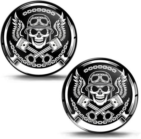 SkinoEu 2 X Aufkleber 3D Gel Silikon Stickers Motorsport Totenkopf