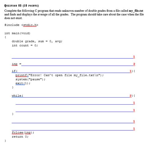 Solved Complete The Following C Program That Reads Unknown Chegg
