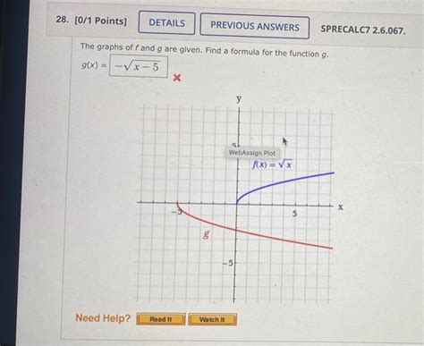 Solved The Graphs Of F And G Are Given Find A Formula For Chegg Com