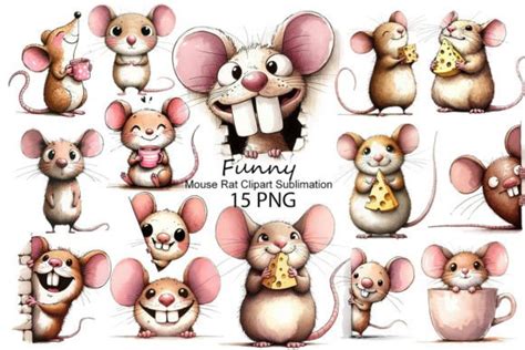 Funny Mouse Rat Clipart Sublimation Graphic By Dreamy Art · Creative