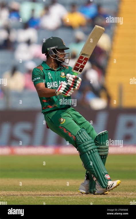 Bangladeshs Najmul Hossain Shanto Plays A Shot During The Icc Mens