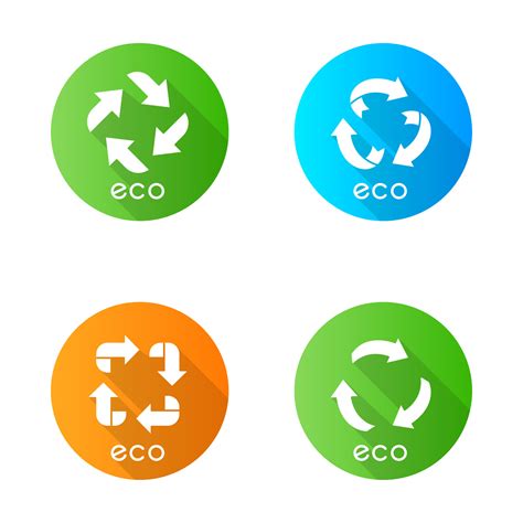 Eco Labels Groen Plat Ontwerp Lange Schaduw Glyph Pictogrammen