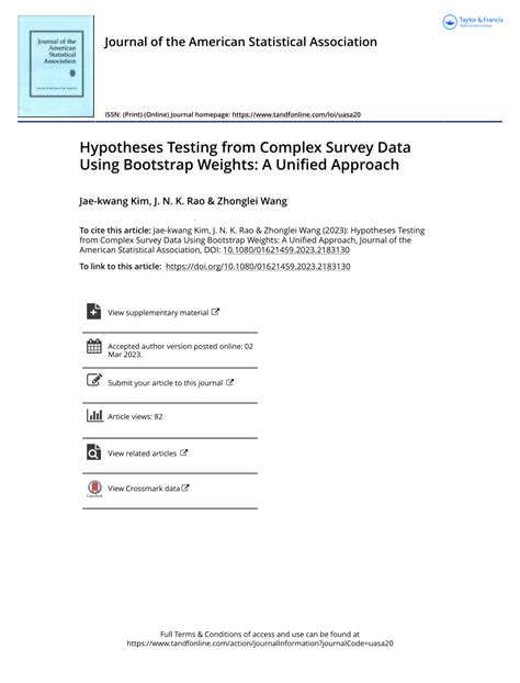 PDF Hypotheses Testing From Complex Survey Data Using Bootstrap