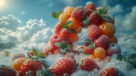 Fruit Fantasy In The Clouds Generative Ai Stock Illustration
