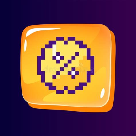 Discount Percentage Glossy Ui Button With Pixelated Color Icon Stock