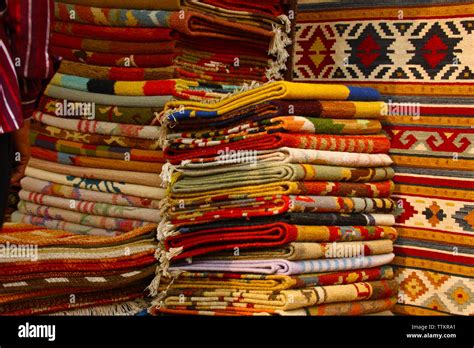 Rugs At A Market Stall Dilli Haat New Delhi India Stock Photo Alamy