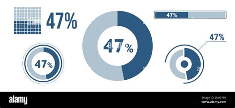 Percent Loading Data Icon Set Forty Seven Circle Diagram Pie Donut Chart Progress Bar