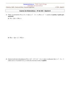 Examen de Matemáticas 4º de ESO Opción B examen de matem 225 ticas 4 186 de eso opci 243 n b