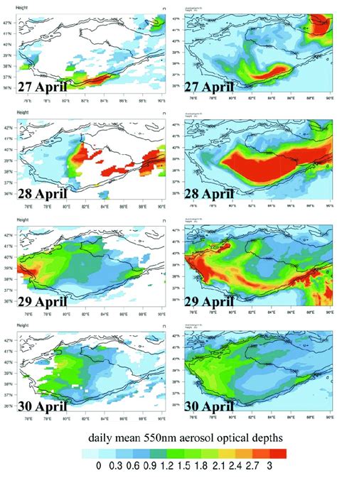 Spatial Distributions Of The Daily Average 550 Nm Aods Retrieved From