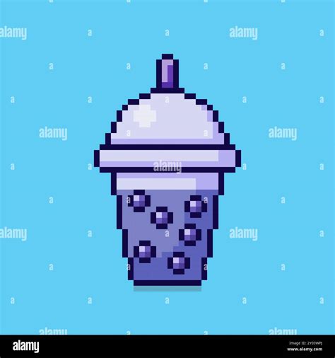 Vector Illustration Of Bubble Tea With Pixel Art Design Perfect For
