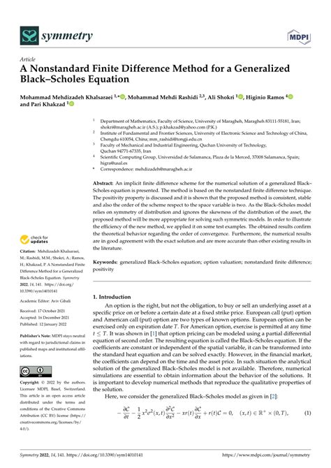 Pdf A Nonstandard Finite Difference Method For A Generalized Black