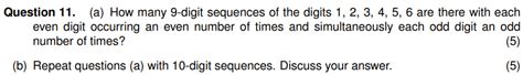 Solved Question A How Many Digit Sequences Of The Chegg