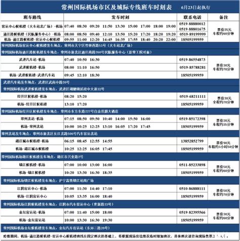 常州最新航班时刻表及机场大巴时间表 旅泊网