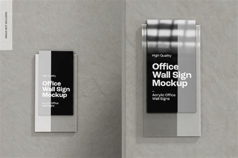 Premium Psd Rectangular Office Wall Signs Mockup Front View