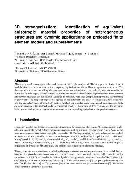 Pdf 3d Homogenization Identification Of Equivalent Anisotropic