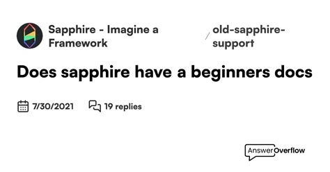 Does Sapphire Have A Beginners Docs Sapphire Imagine A Framework