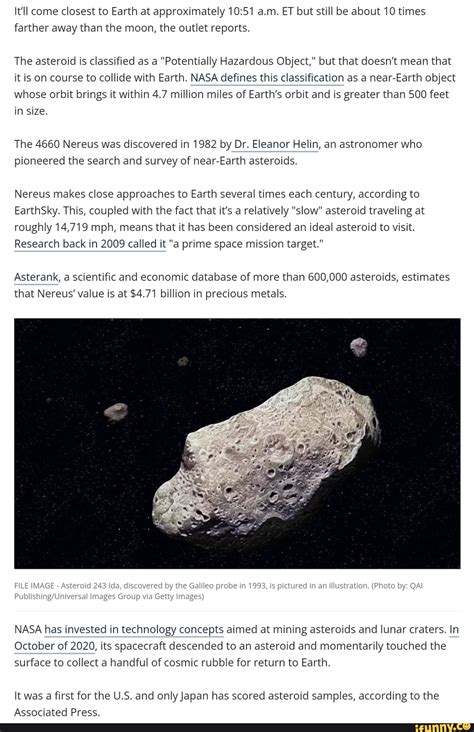 4660 Nereus Asteroid The Size Of The Eiffel Tower To Fly Past Earth