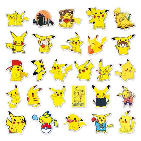 50 Pack Pokemon Pikachu Sticker Set Pokemon Lover T Etsy