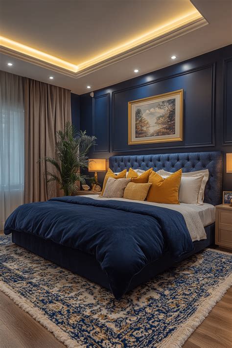 29 Navy And Gold Master Bedrooms Sophistication And Style In 2025 Blue