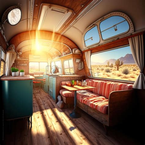 Premium Ai Image Interior Of A Camper Van Motorhome Generative Ai