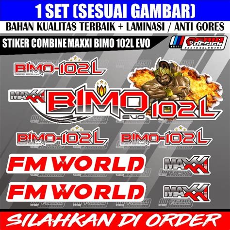 Jual Stiker Bimo Kombain Maxxi Bimo 102l Evo Combin Harvester Anti