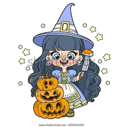 Cute Cartoon Long Haired Girl Halloween Stock Vector Royalty Free