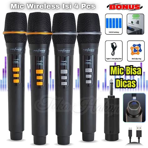 Jual Termurah ~mic Wireless Isi 4 Pcs Mic Double Wireless Advance Mic