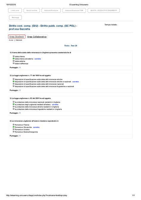 Test Di Autovalutazione Diritto Costituzionale Comparato Esercizi